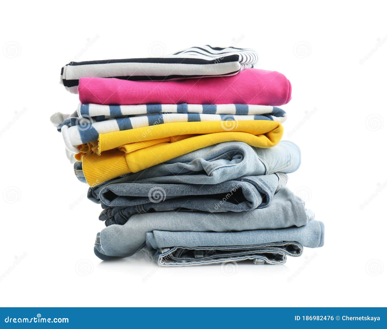 Stack of Folded Clothes Isolated Stock Photo - Image of casual ...