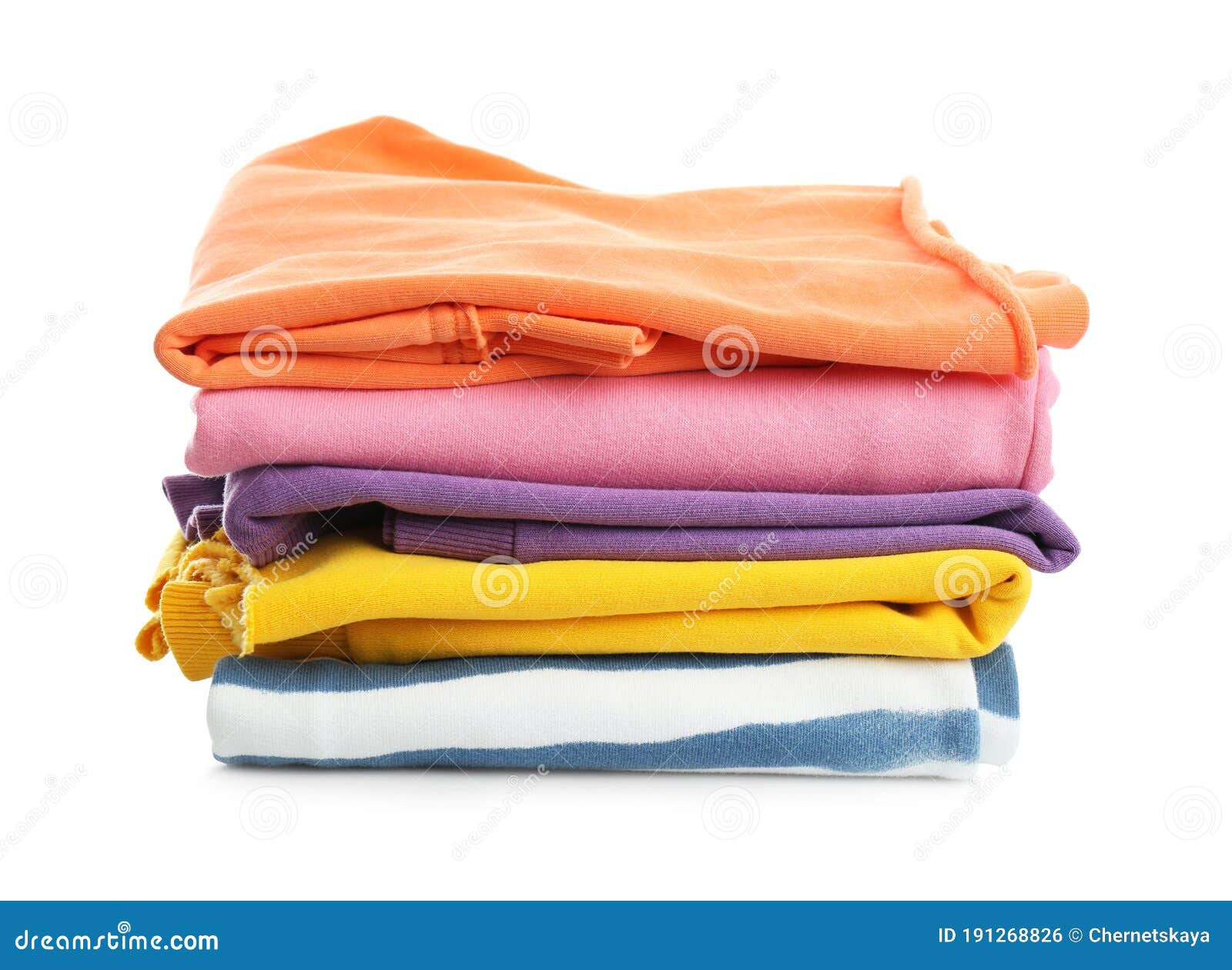 Stack of Folded Clothes Isolated Stock Photo - Image of color, cloth ...