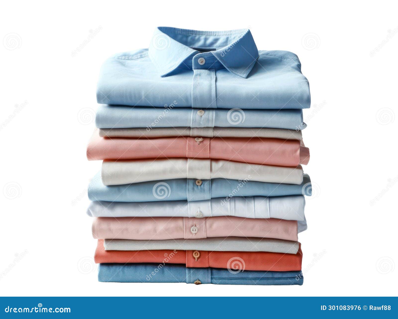 Stack of Folded Clothes. Pile of Clean Shirts Isolated on White ...
