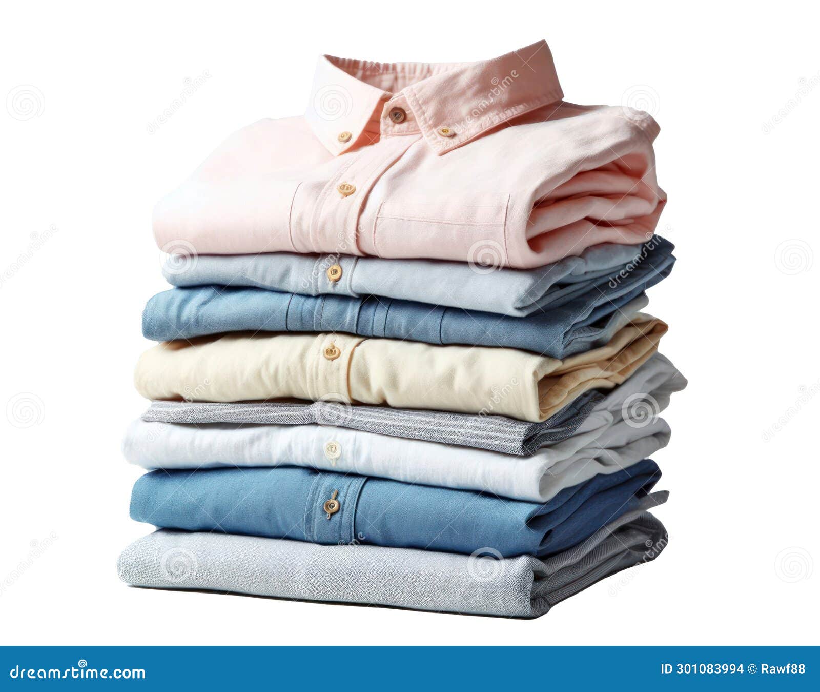 Stack of Folded Clothes. Pile of Clean Shirts Isolated on White ...