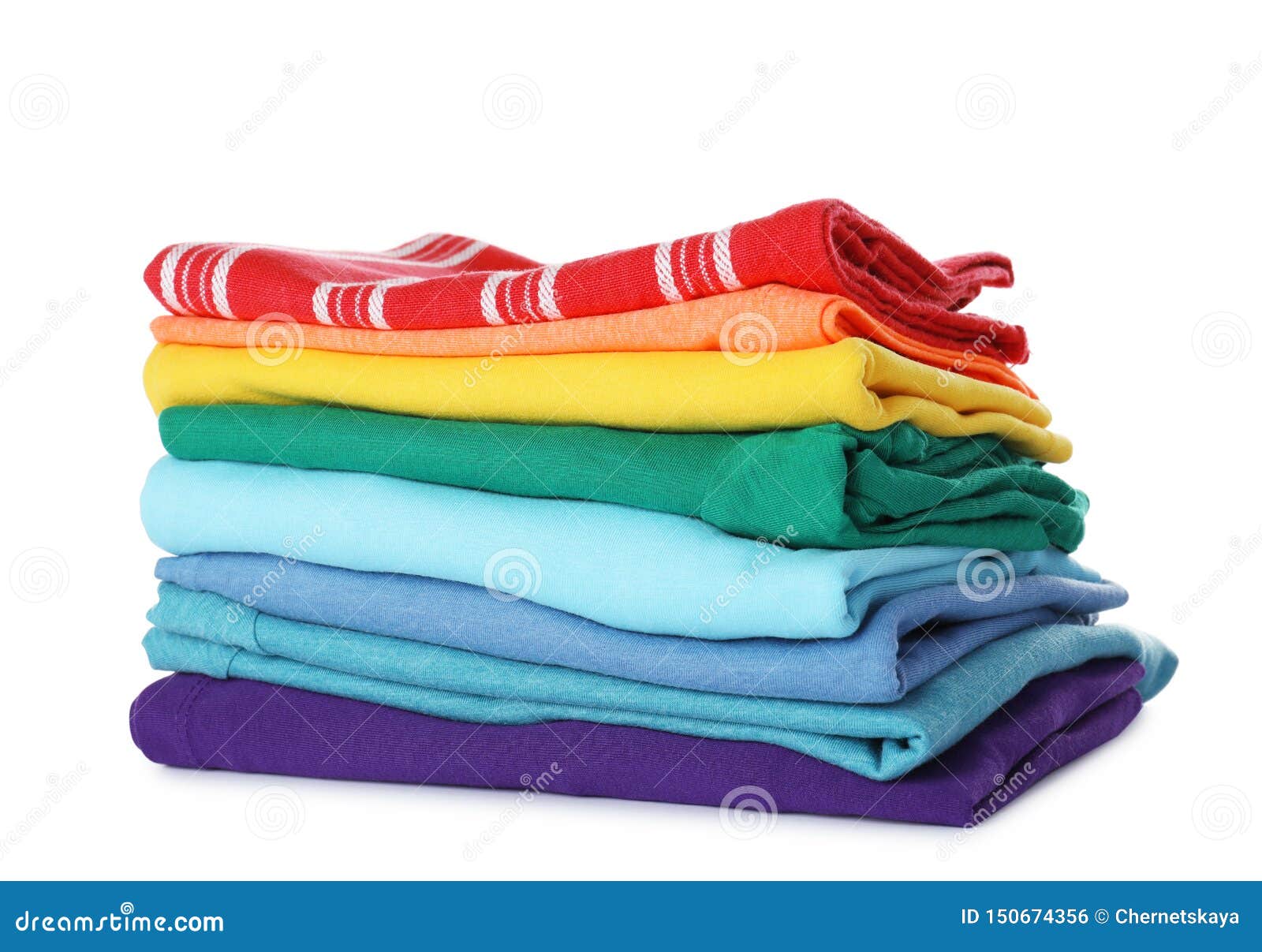 Stack of Folded Clothes on White Stock Photo - Image of laundry ...