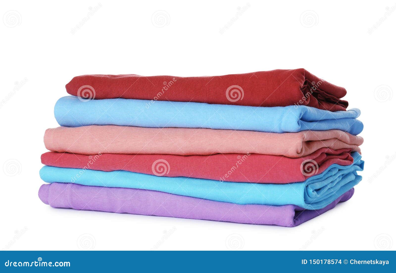 Stack of Folded Clothes on White Stock Photo - Image of laundry ...