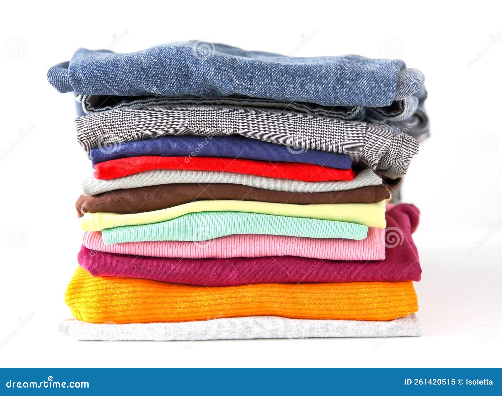Stack of Folded Colorful Clothes. Compact Storage Organizing Stock ...