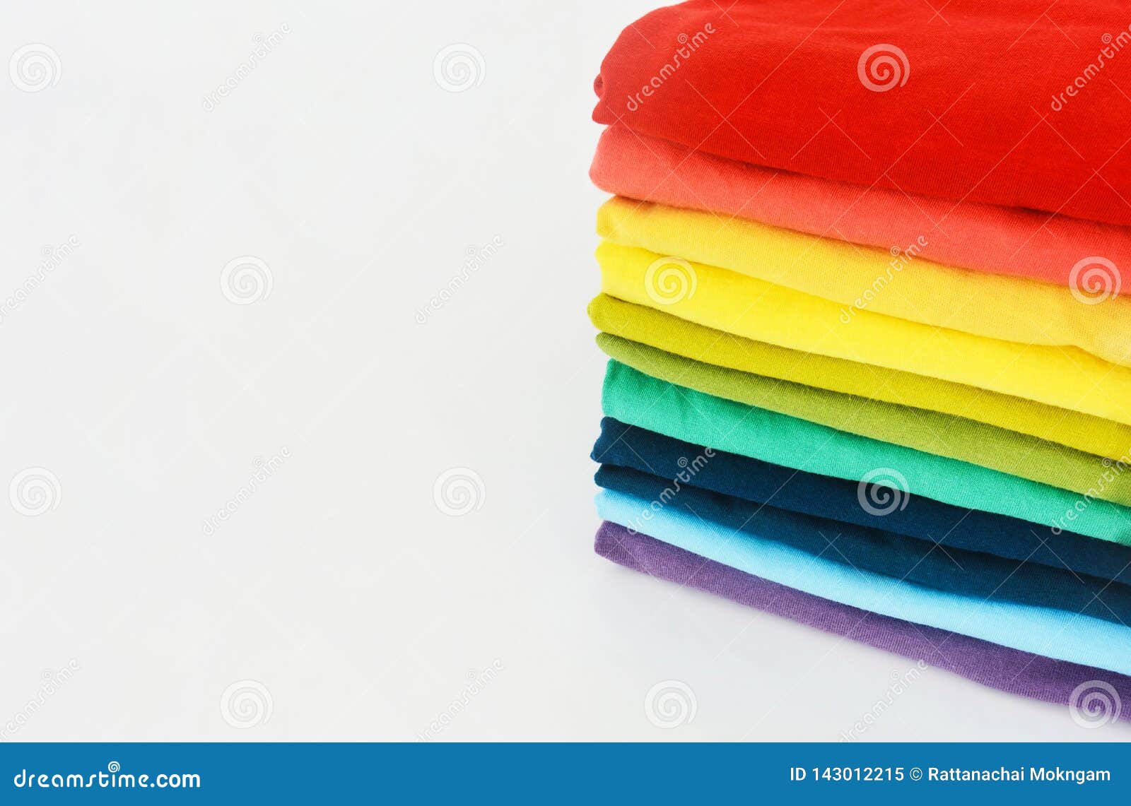 Stack of Folded Colorful T-shirt on White Background Stock Image ...