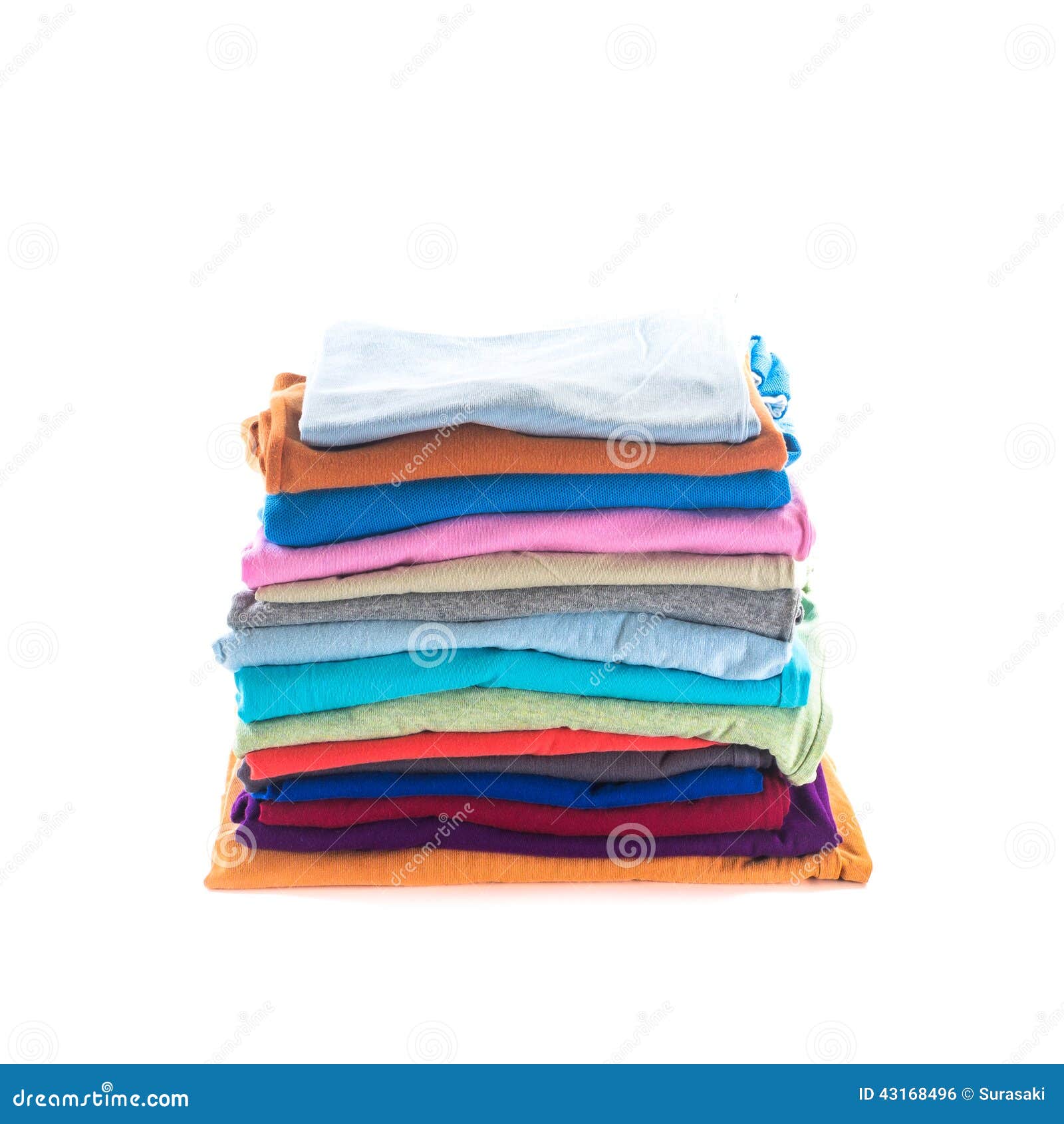 Stack of Folded Cotton Clothes Stock Photo - Image of housework ...