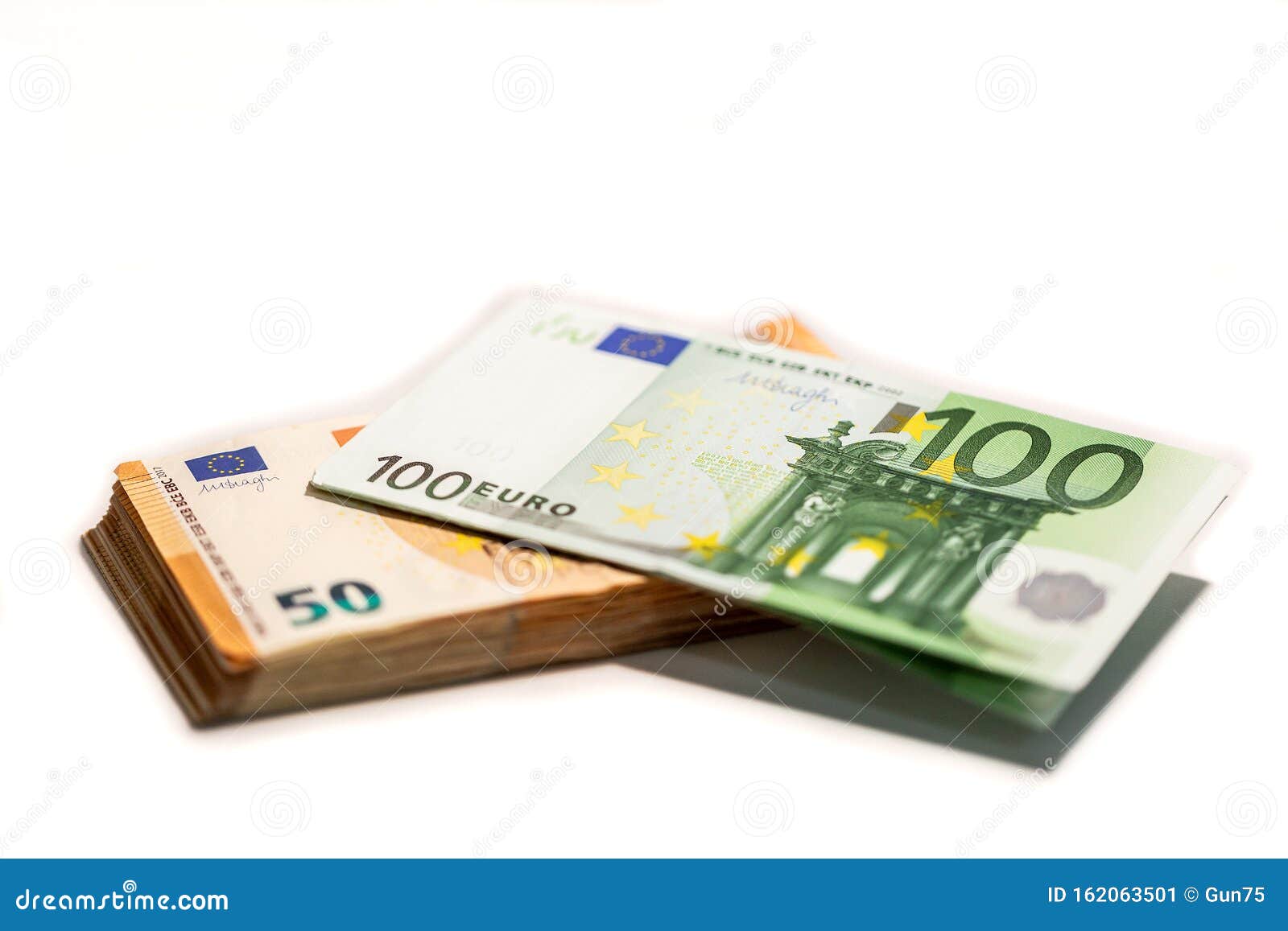 Stack of Folded EU Currency Notes on White Background, Euro, Money ...