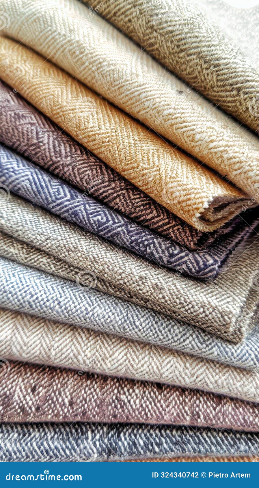Stack of Folded Fabric Swatches in Various Neutral Tones Stock Photo ...