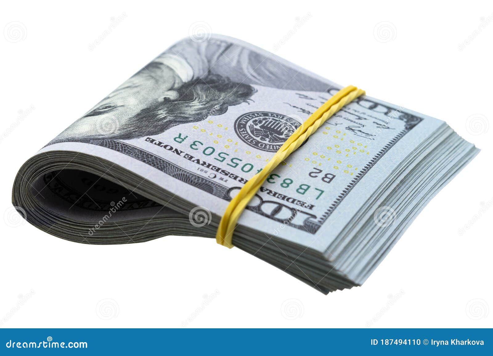 Stack of Folded Hundred Dollar Bills Isolated Stock Photo - Image of ...