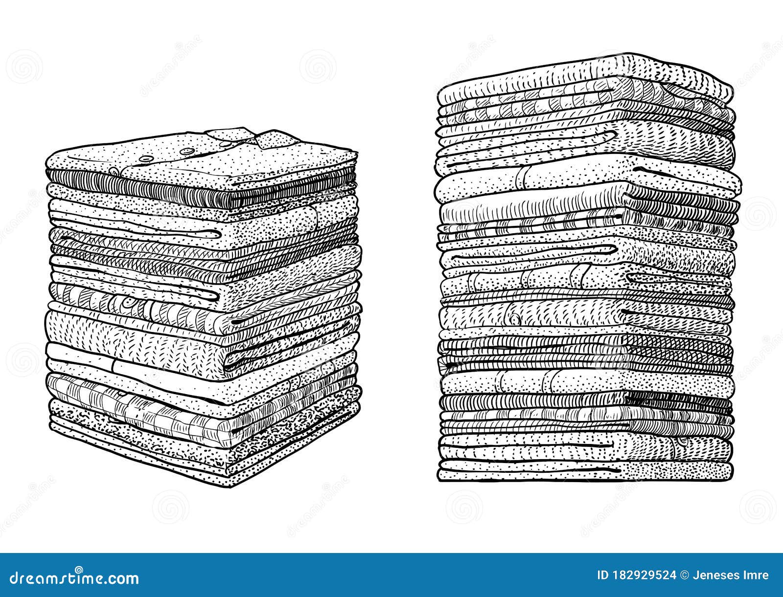 Stack of Folded Illustration, Drawing, Engraving, Ink, Line Art, Vector ...