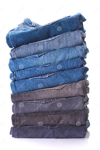 Stack of folded jeans stock image. Image of fashion, apparel - 12678521