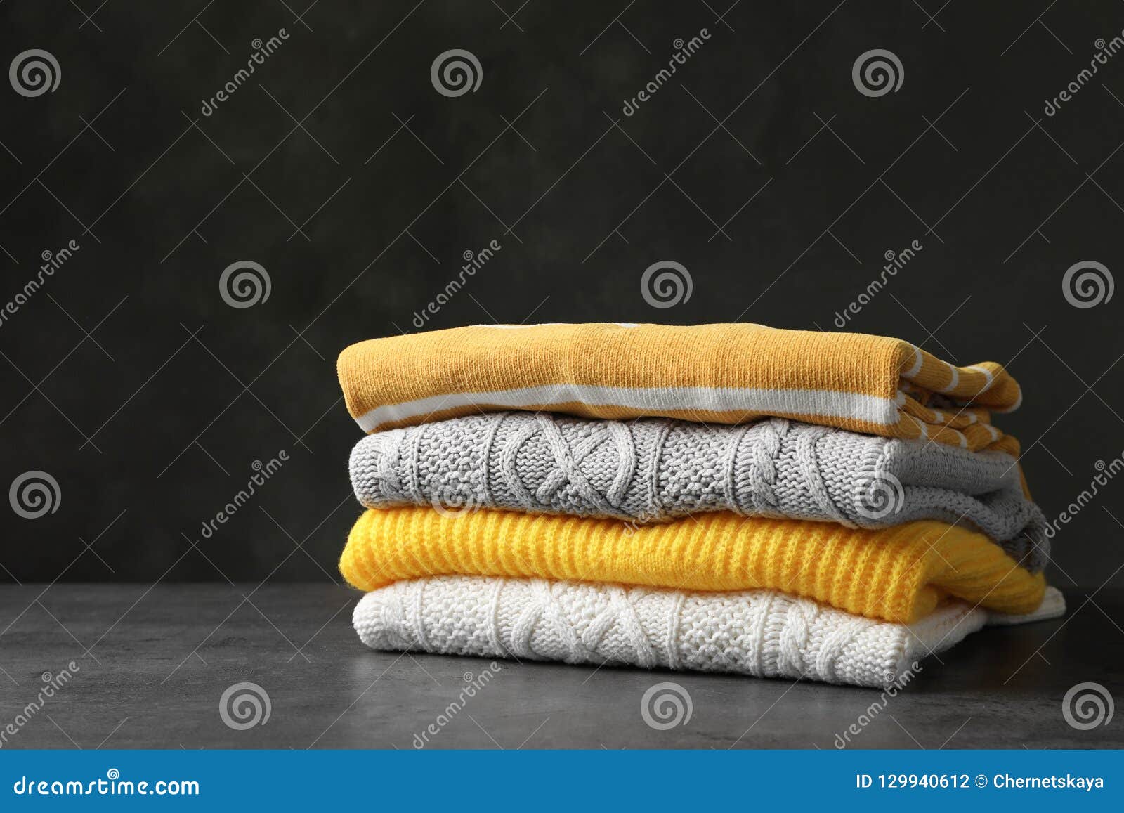 Stack of Folded Knitted Sweaters on Tabl Stock Photo - Image of autumn ...