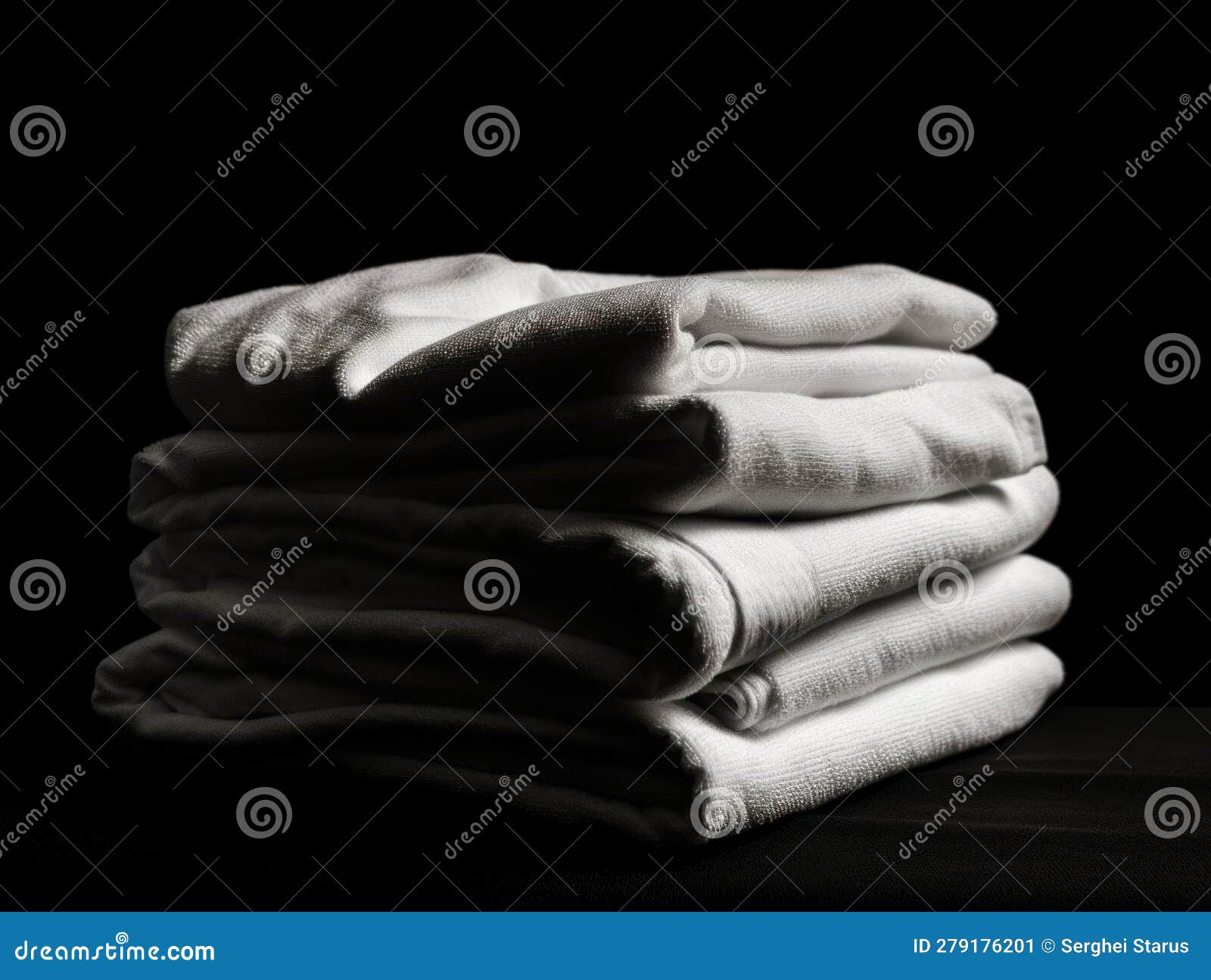 A Stack of Folded Linens on a Table. AI Generative Image. Stock ...