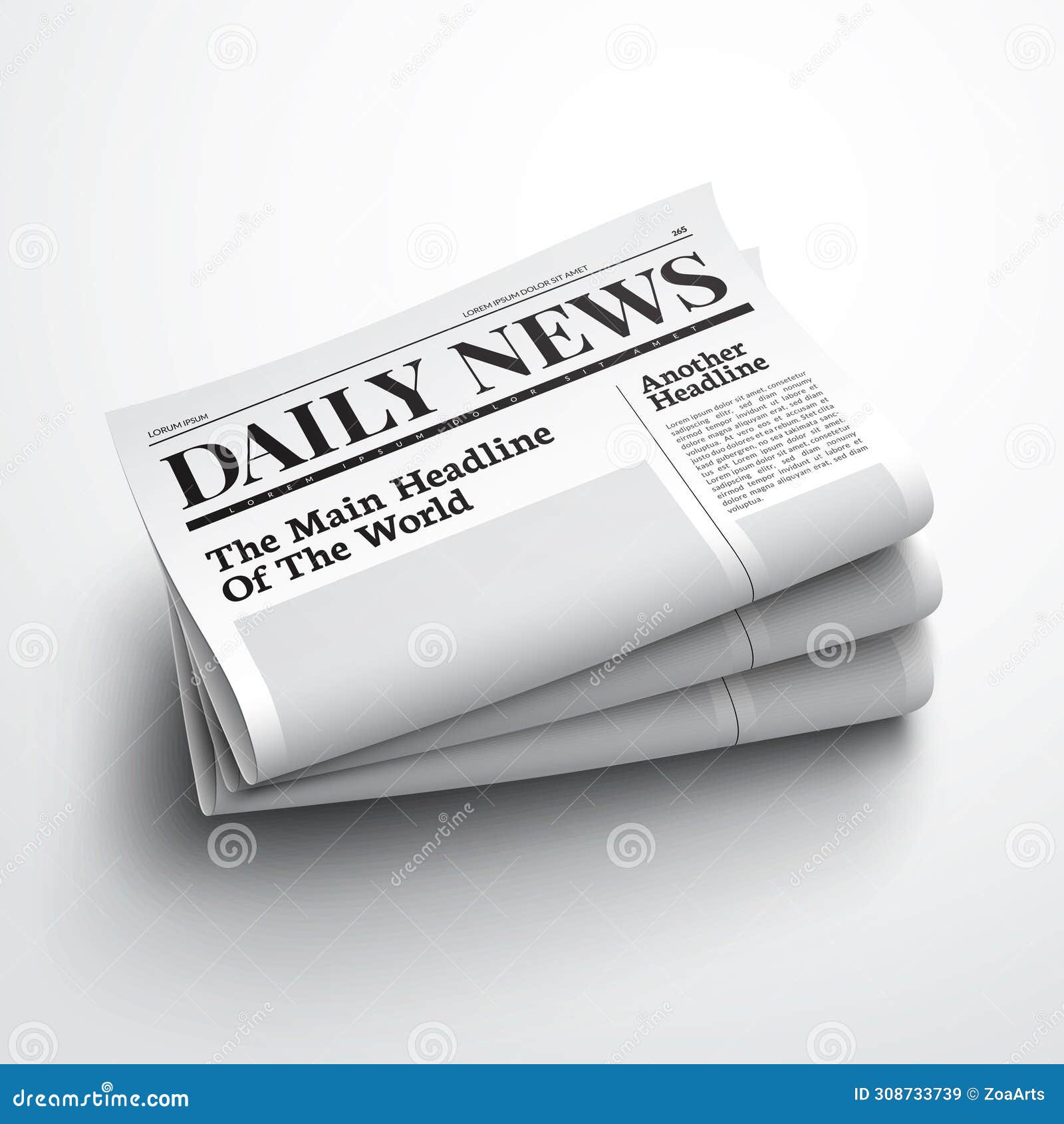 Stack of Folded Newspaper with Headline and Copy Space Stock Vector ...