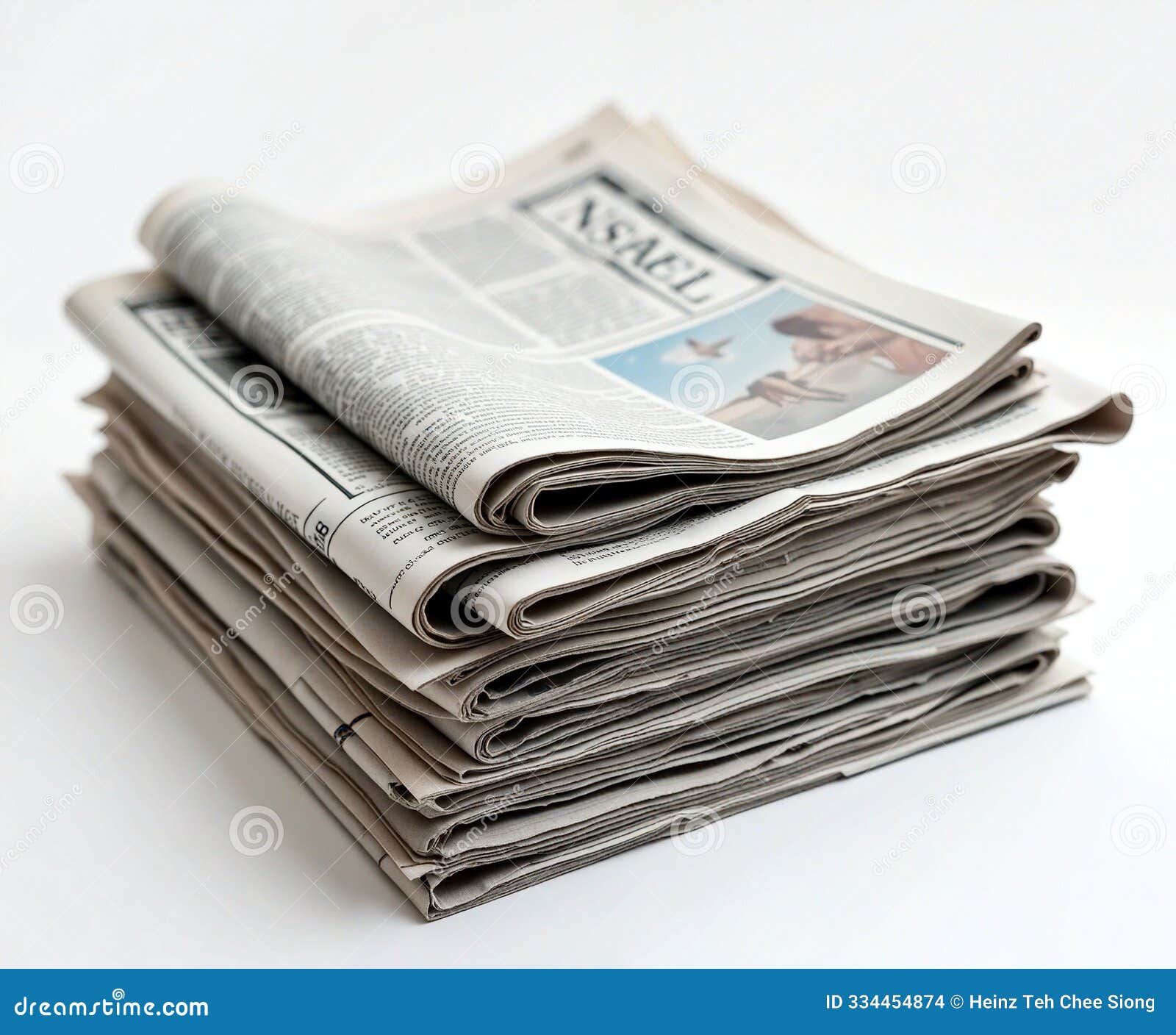 Stack of Folded Newspapers Sitting on White Background Stock ...