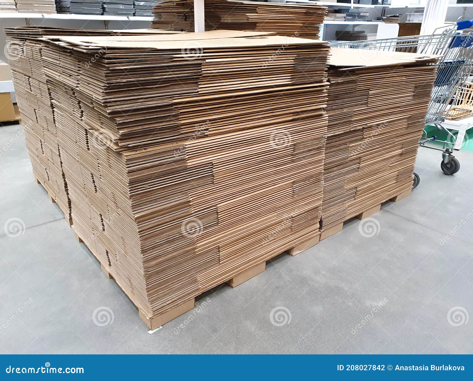 Stack of Folded Paper Box in Warehouse or Hardware Store Stock Photo ...