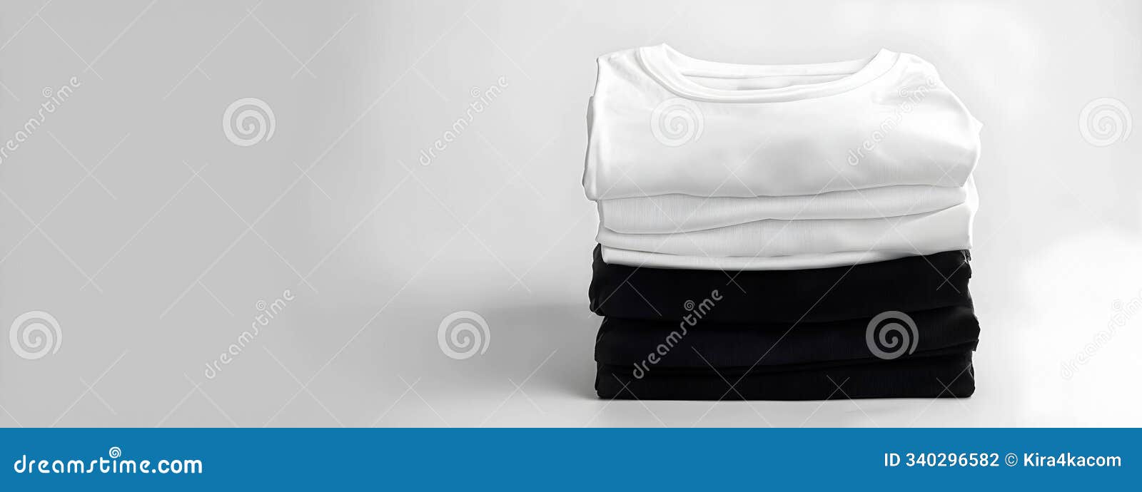 Stack of Folded T-shirts Black and White on a Plain Background. the ...