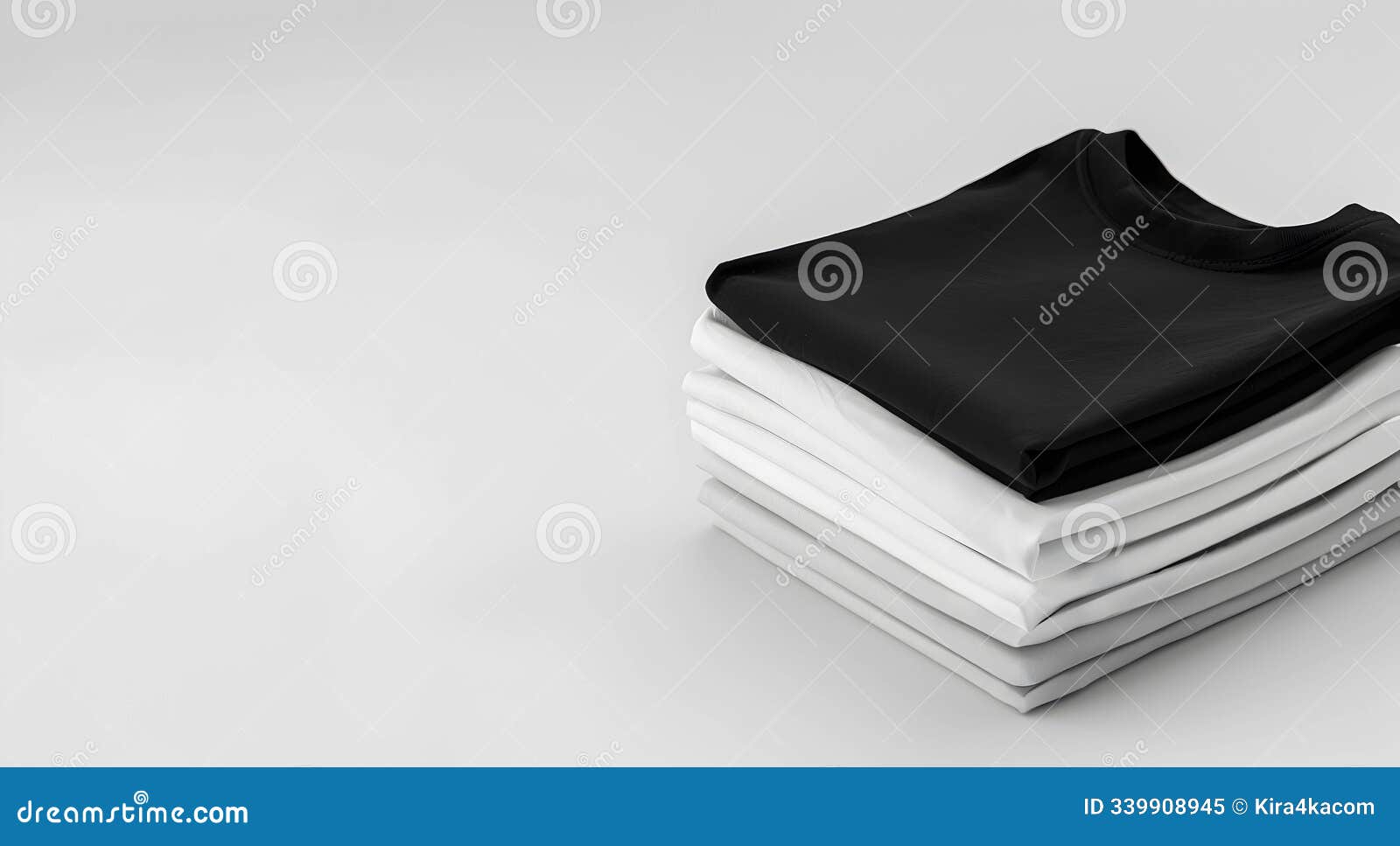 Stack of Folded T-shirts Black and White on a Plain Background. the ...