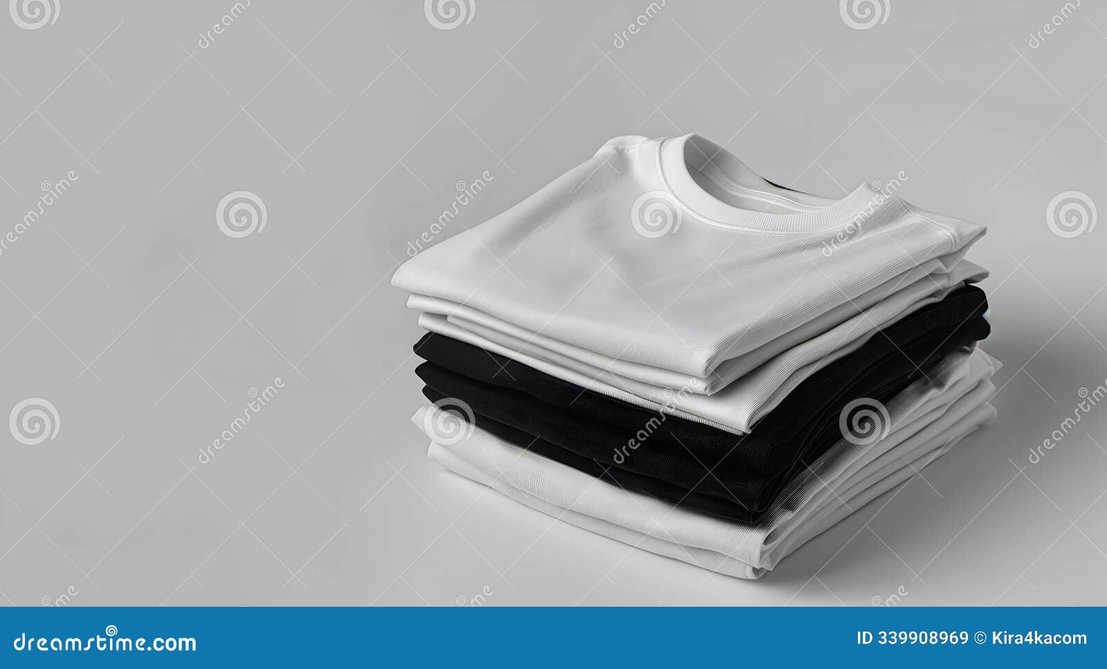 Stack of Folded T-shirts Black and White on a Plain Background. the ...