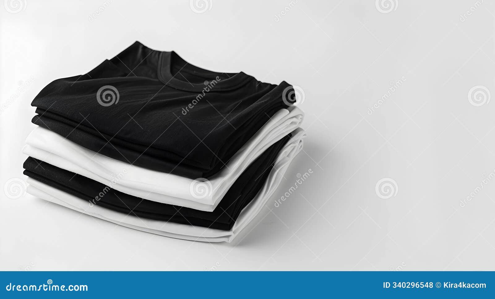 Stack of Folded T-shirts Black and White on a Plain Background. the ...