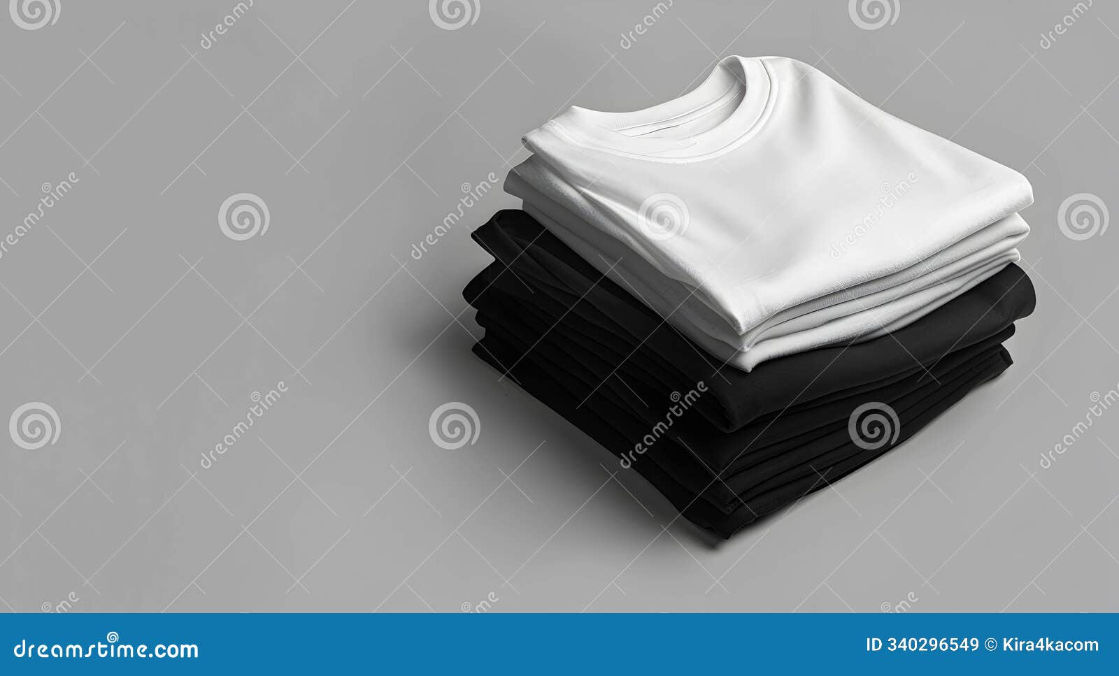 Stack of Folded T-shirts Black and White on a Plain Background. the ...