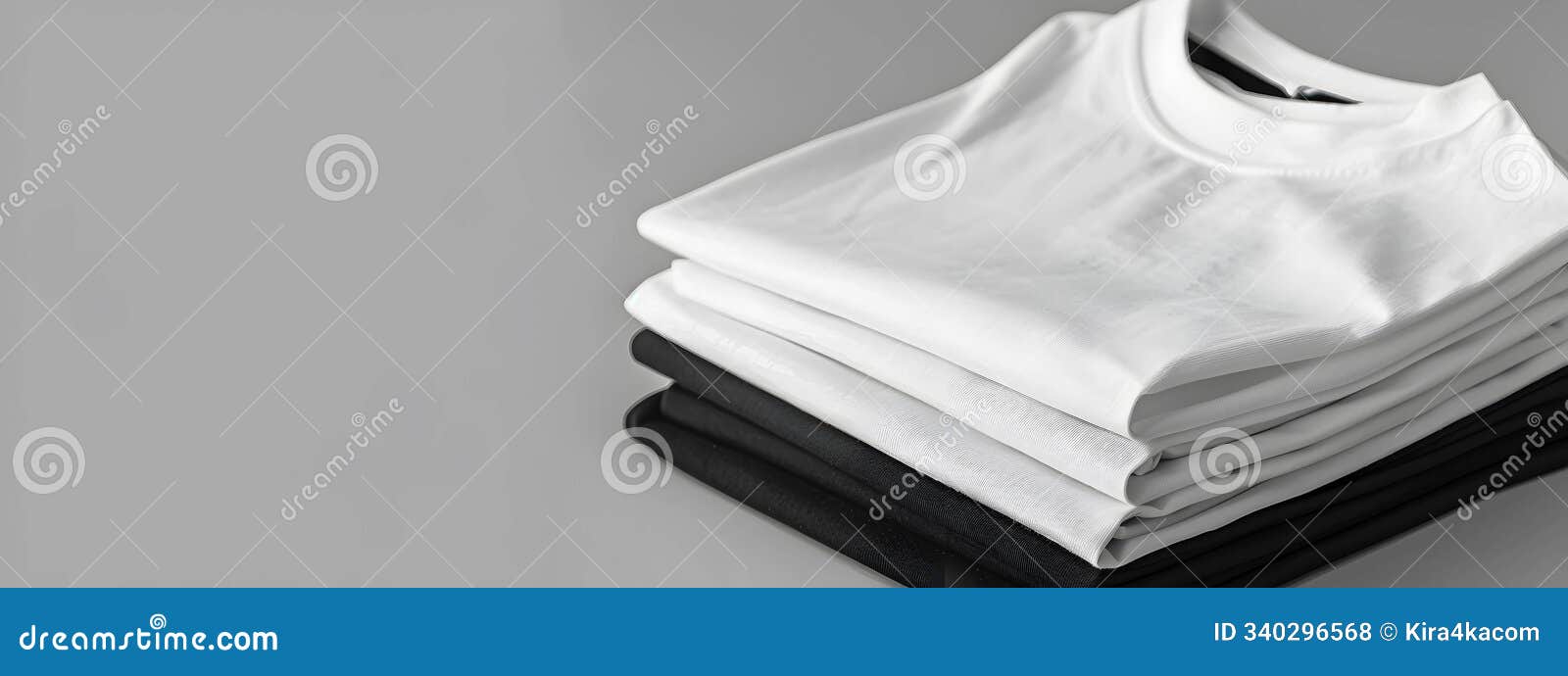 Stack of Folded T-shirts Black and White on a Plain Background. the ...