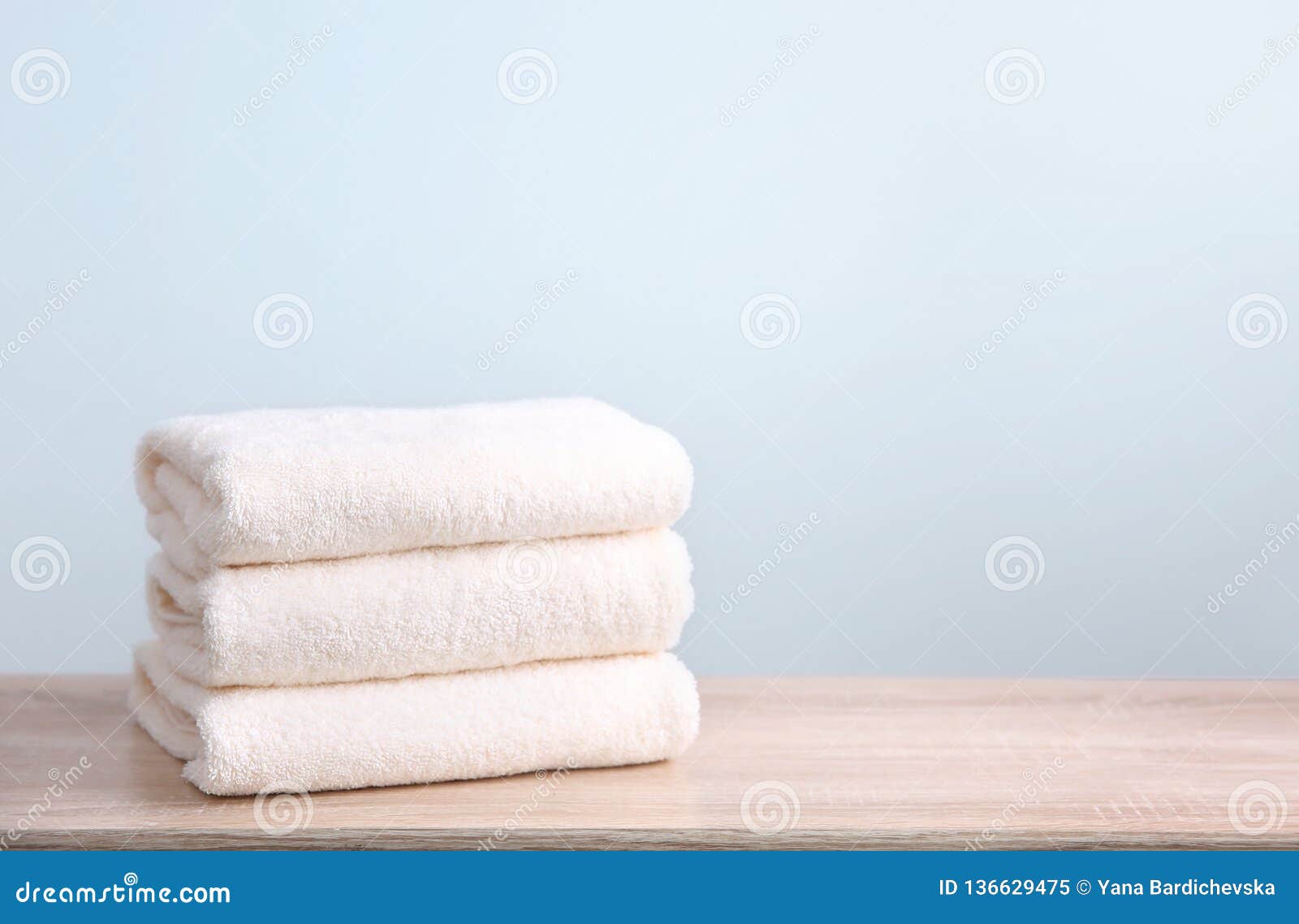 Stack of Folded Towels Empty Copy Space Stock Image - Image of bath ...