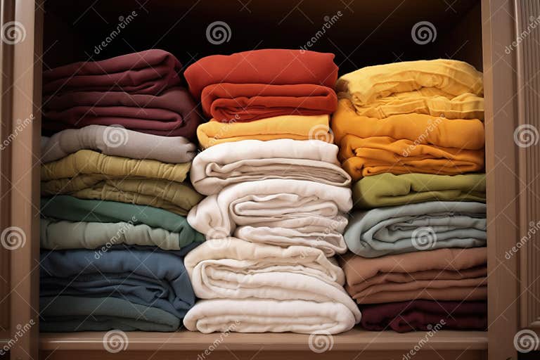 Stack of Folded Towels in a Linen Closet Stock Illustration ...