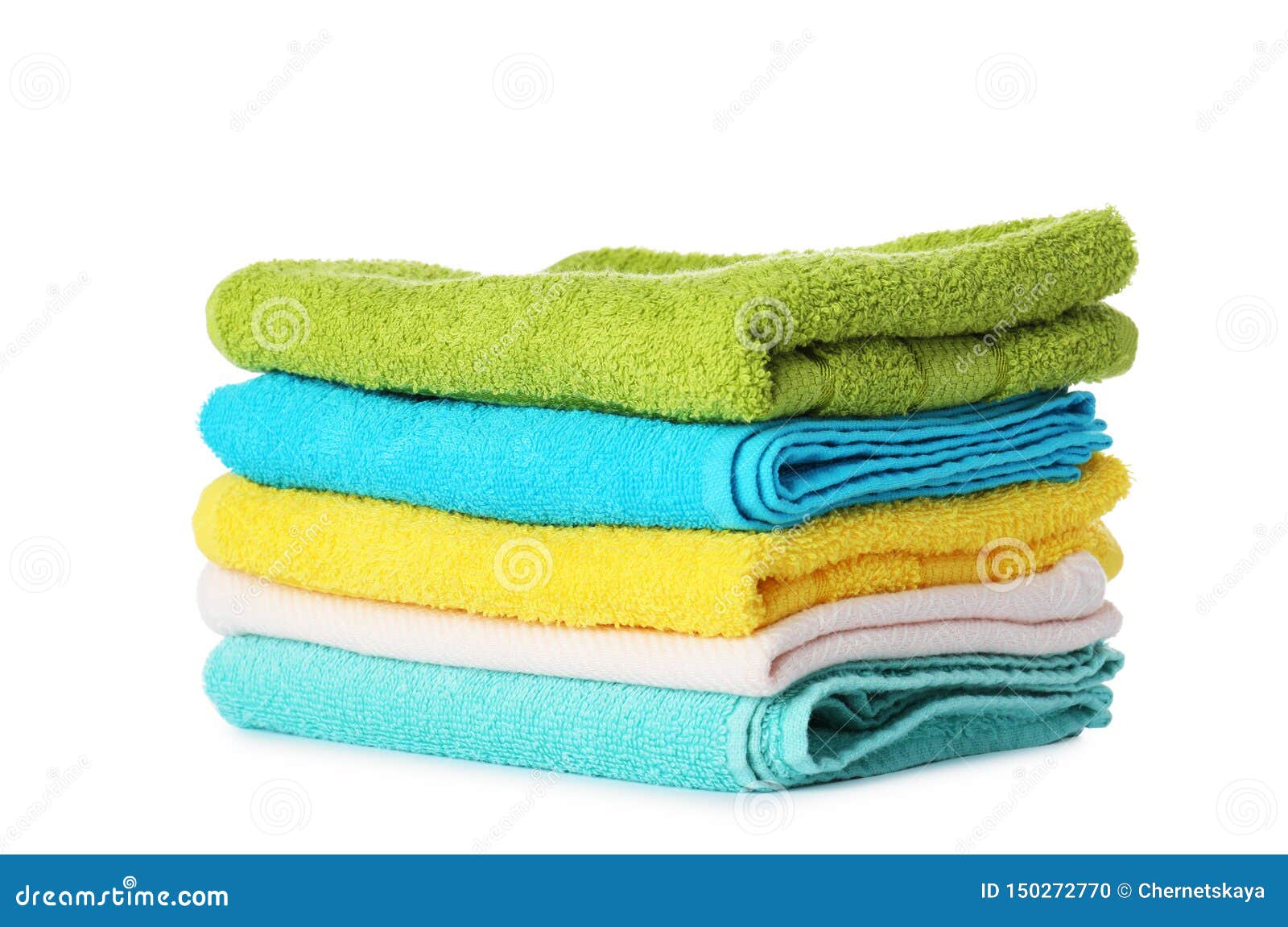 Stack of Folded Towels on White Stock Photo - Image of organized, body ...