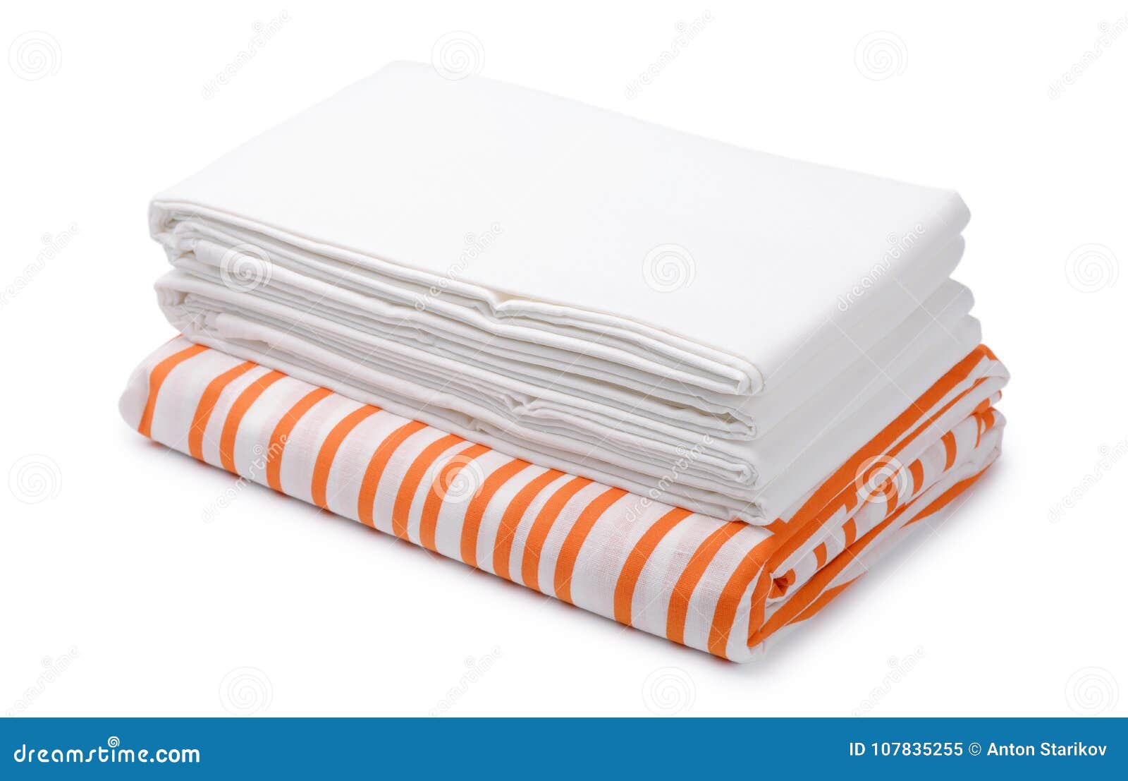 Stack of Folded White and Color Bedding Sheets Stock Image - Image of ...
