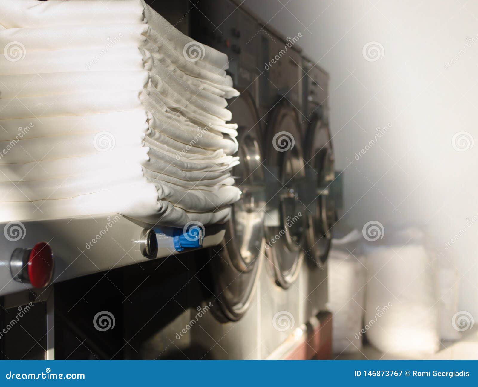 Stack of Folded White Fabrics in a Laundry Stock Image - Image of wash ...