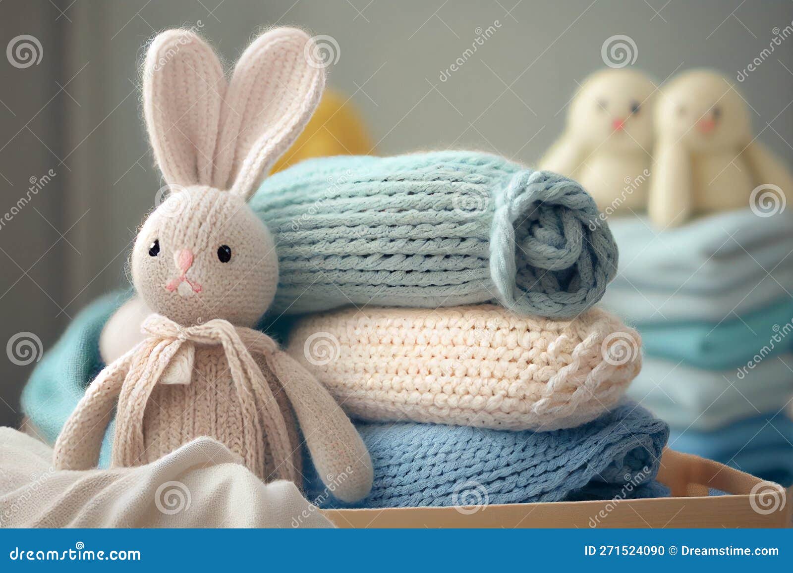 Stack of Folded Wool Knitted Baby Clothes or Blankets and Knitted ...