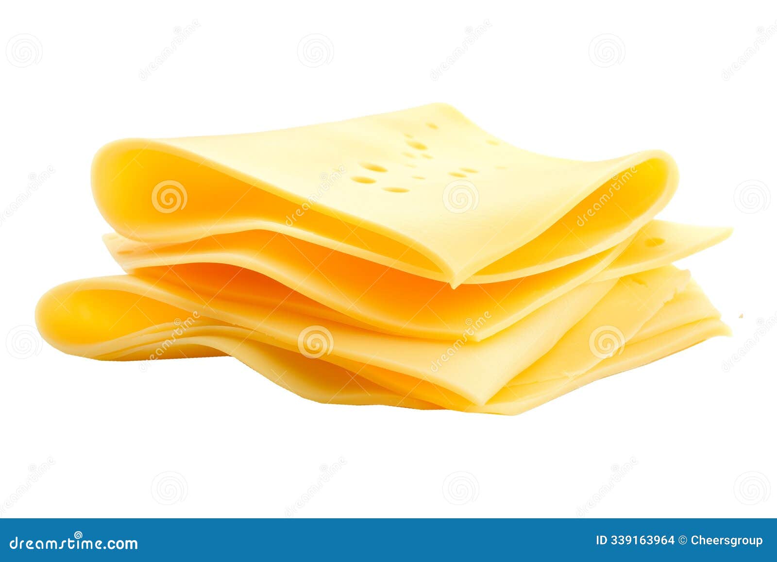 A Stack of Folded Yellow Cheese Slices Isolated on White Background ...