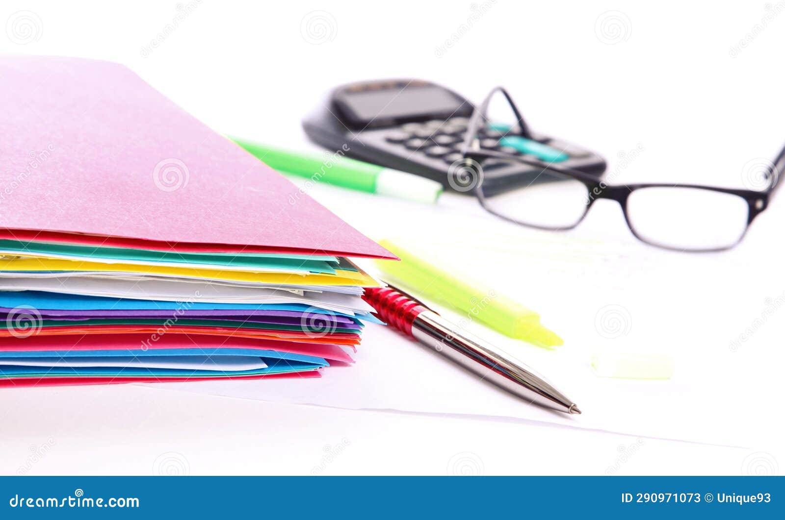 Stack of Folders Containing Work Documents in Different Colors Stock ...