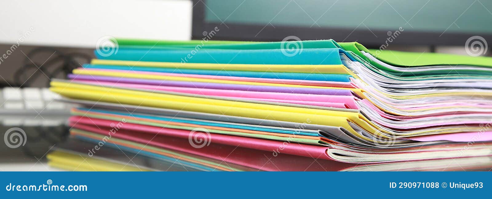 Stack of Folders Containing Work Documents in Different Colors Stock ...