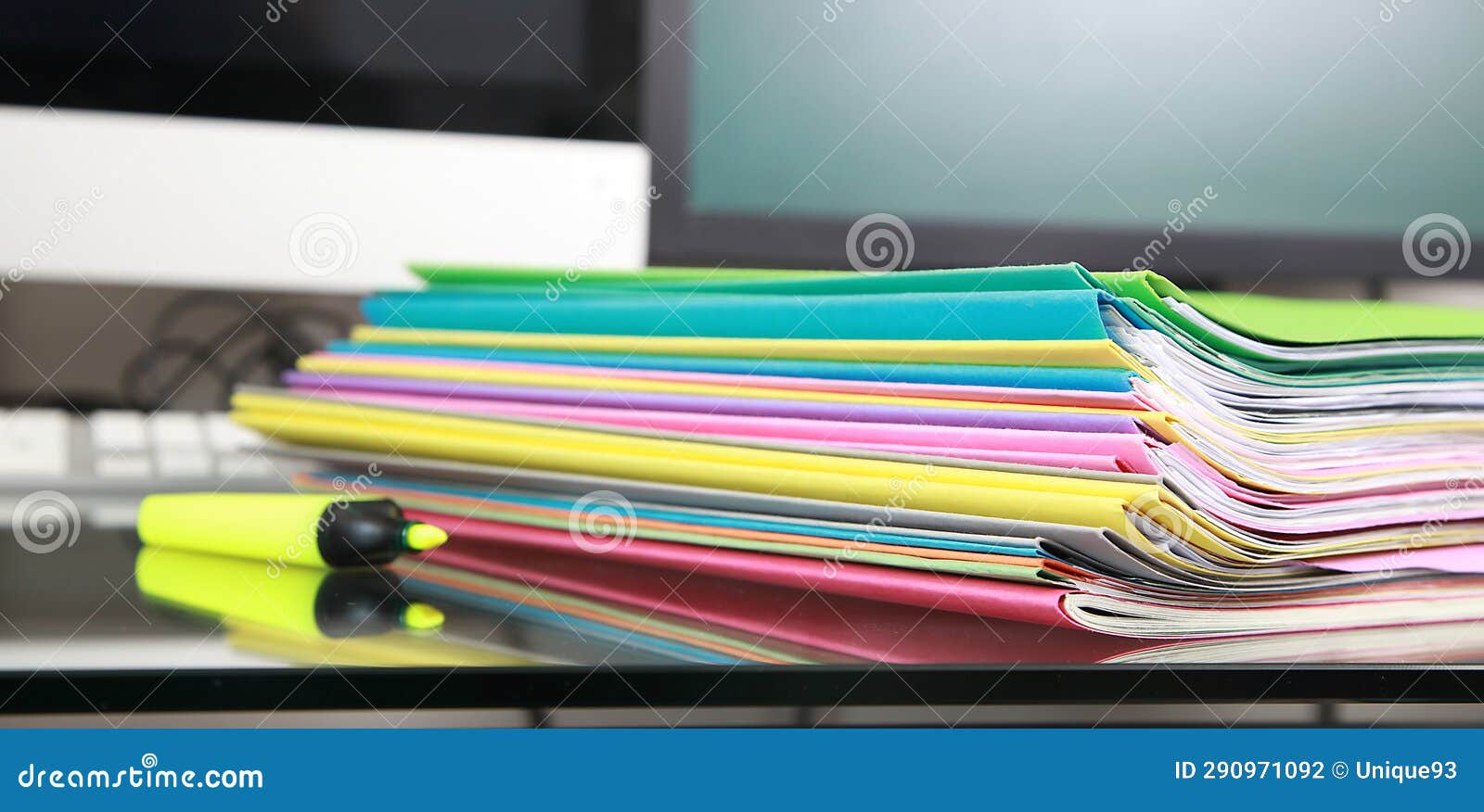 Stack of Folders Containing Work Documents in Different Colors Stock ...