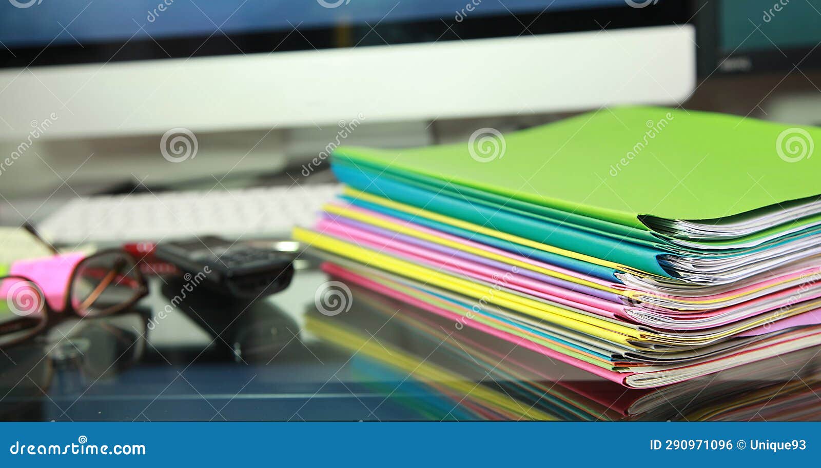 Stack of Folders Containing Work Documents in Different Colors Stock ...