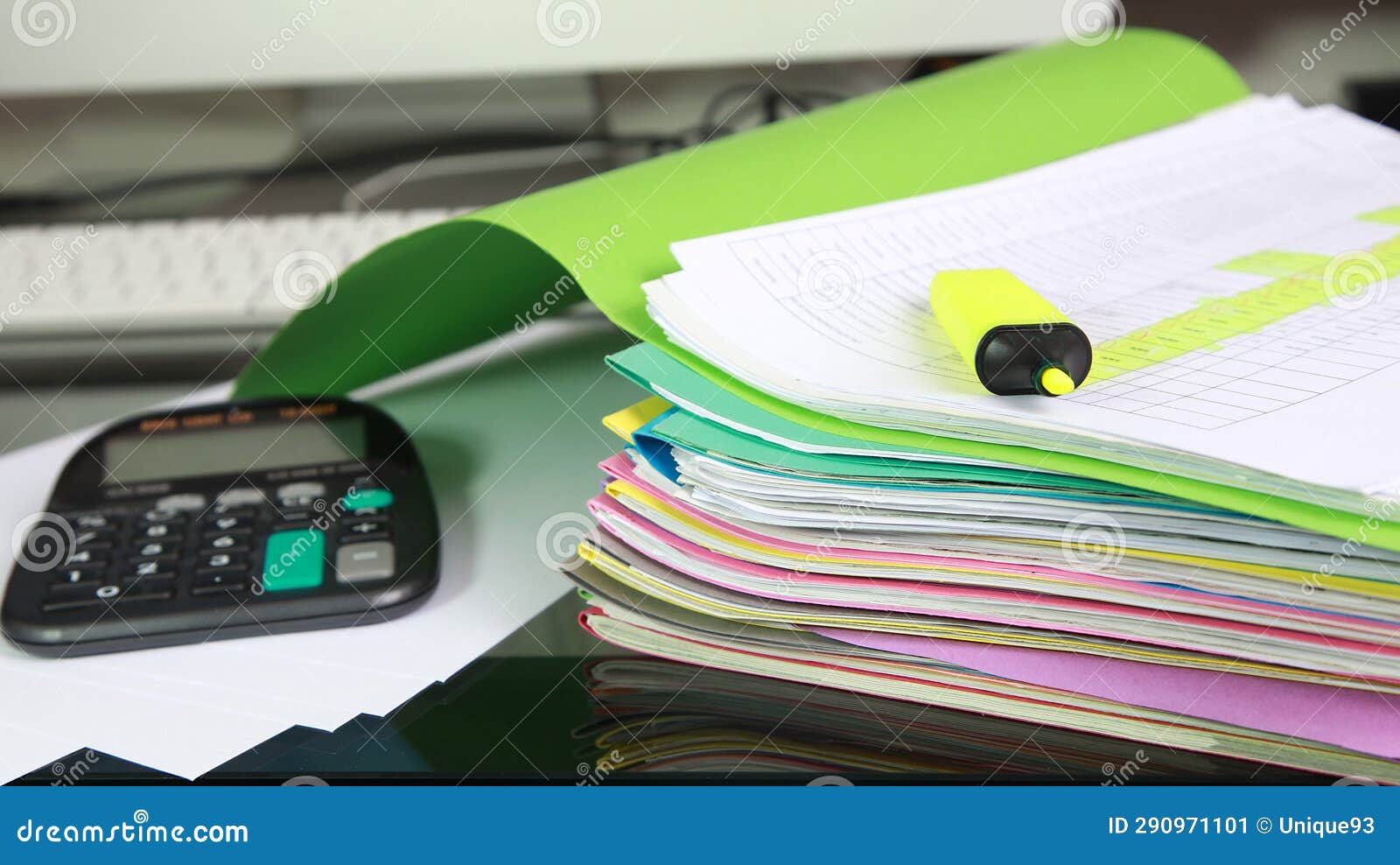 Stack of Folders Containing Work Documents in Different Colors Stock ...
