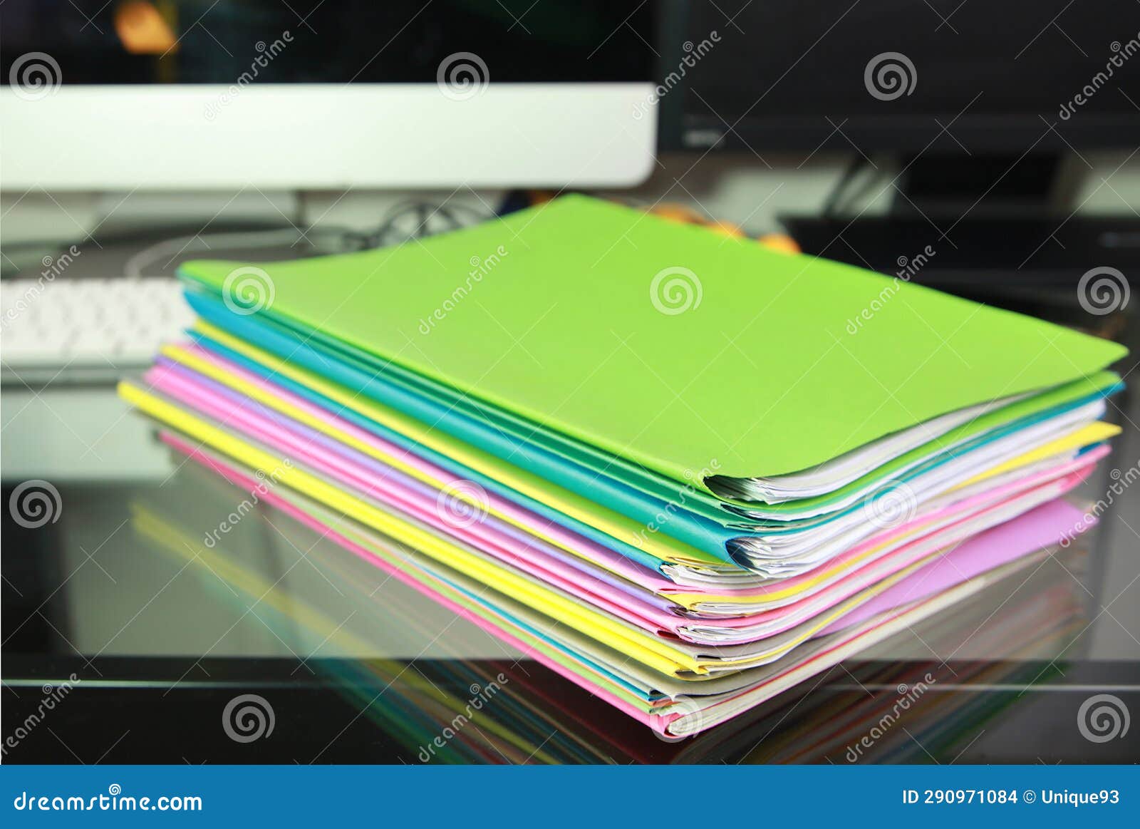Stack of Folders Containing Work Documents in Different Colors Stock ...