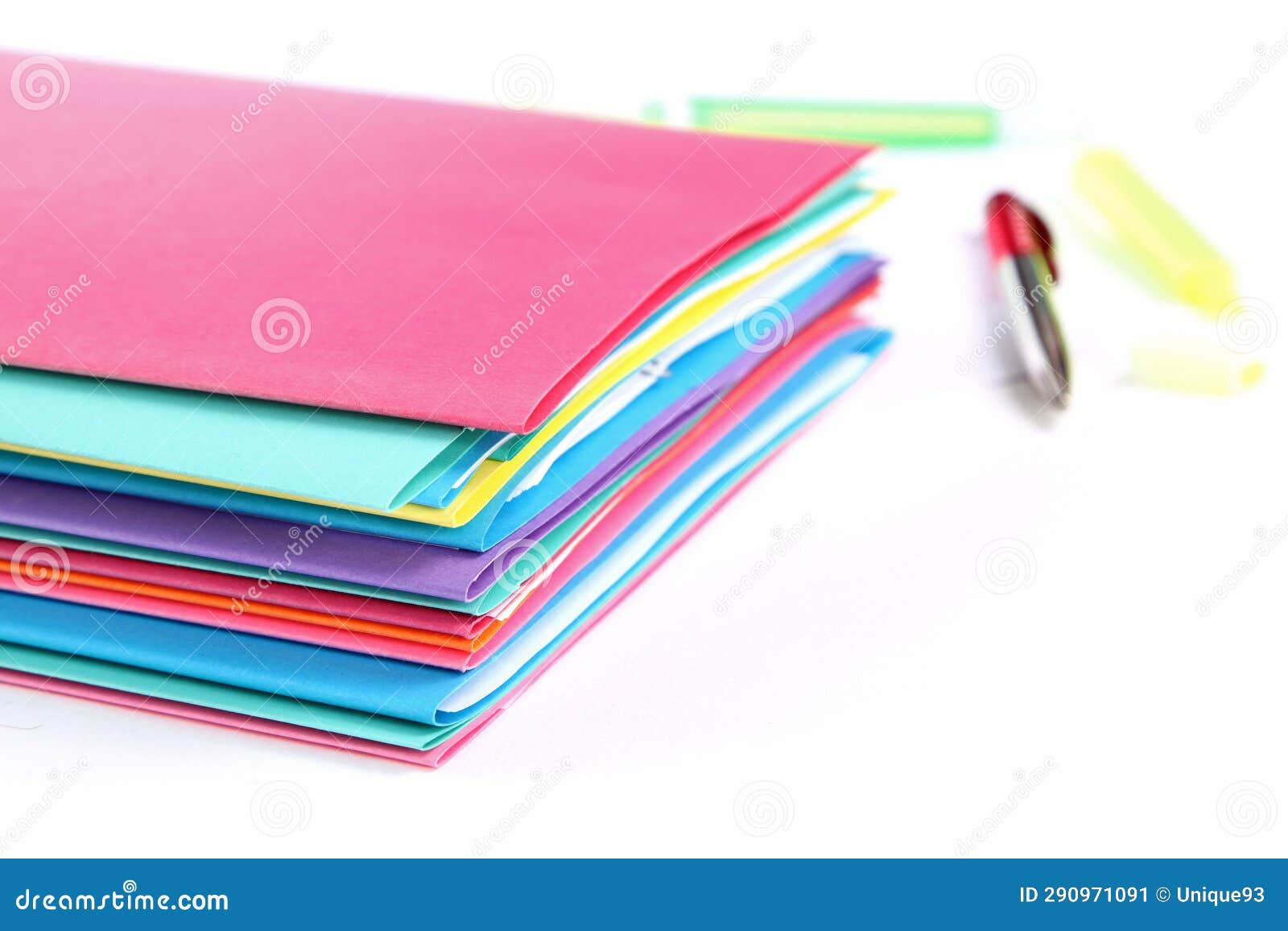 Stack of Folders Containing Work Documents in Different Colors Stock ...