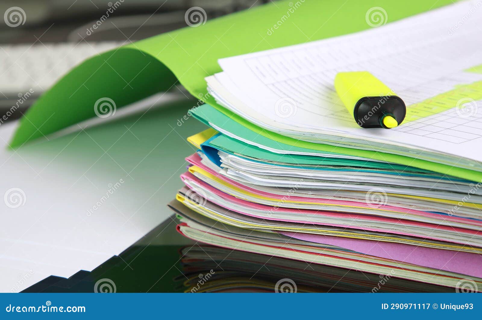 Stack of Folders Containing Work Documents in Different Colors Stock ...