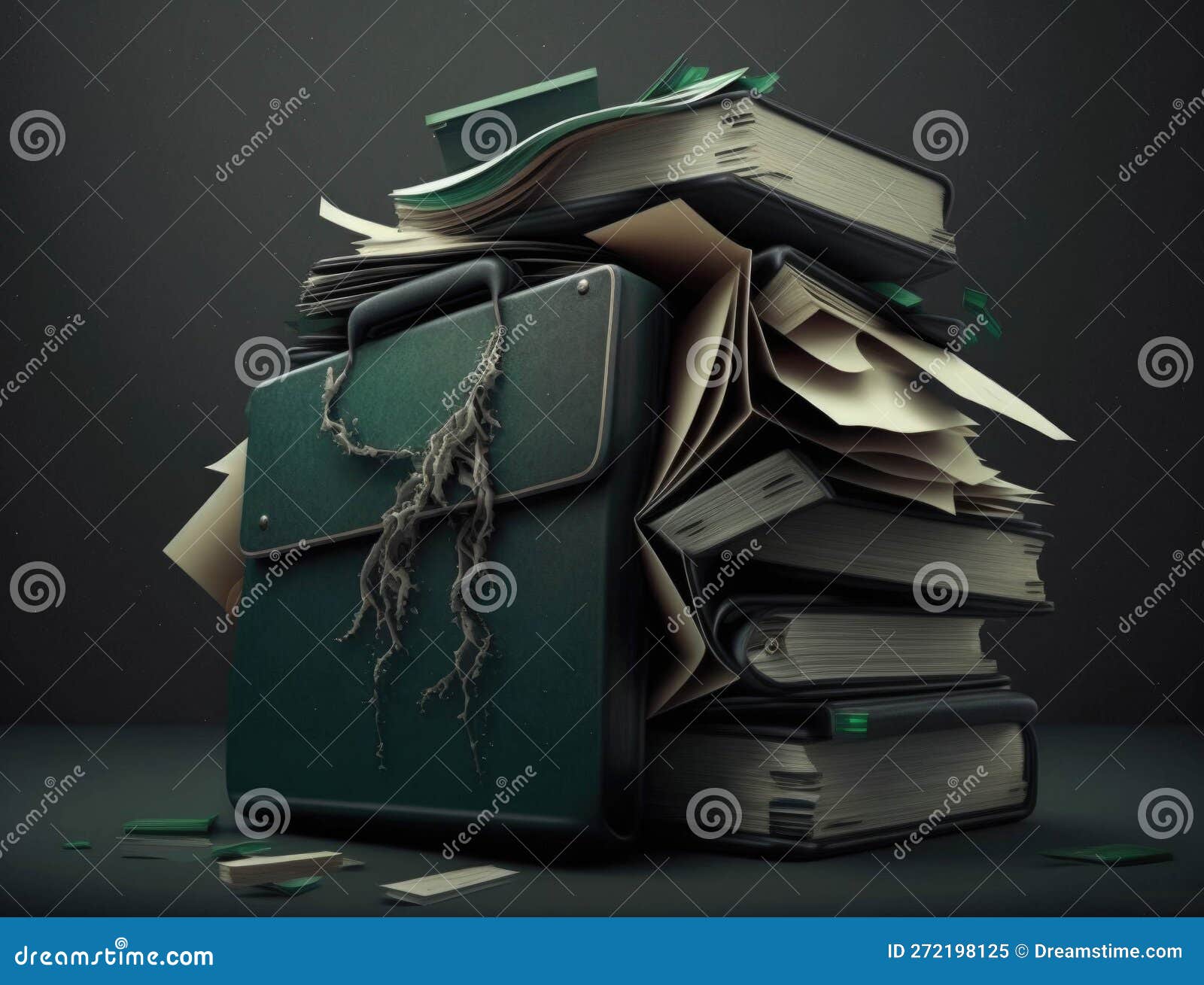 A Stack of Folders and Contracts Spilling Out of a Briefcase in Front ...
