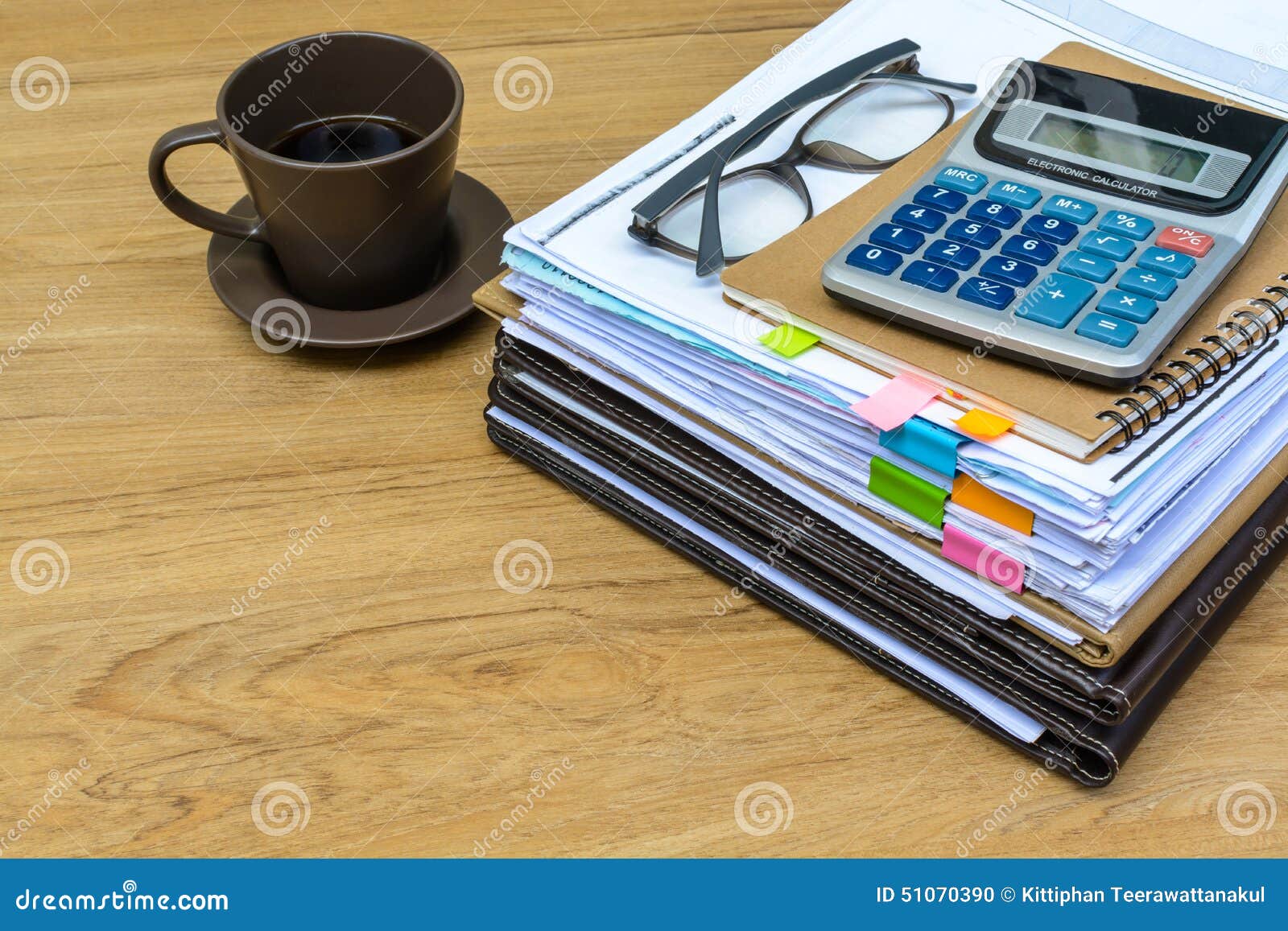 Stack of Folders and Documents with Coffee Stock Photo - Image of ...