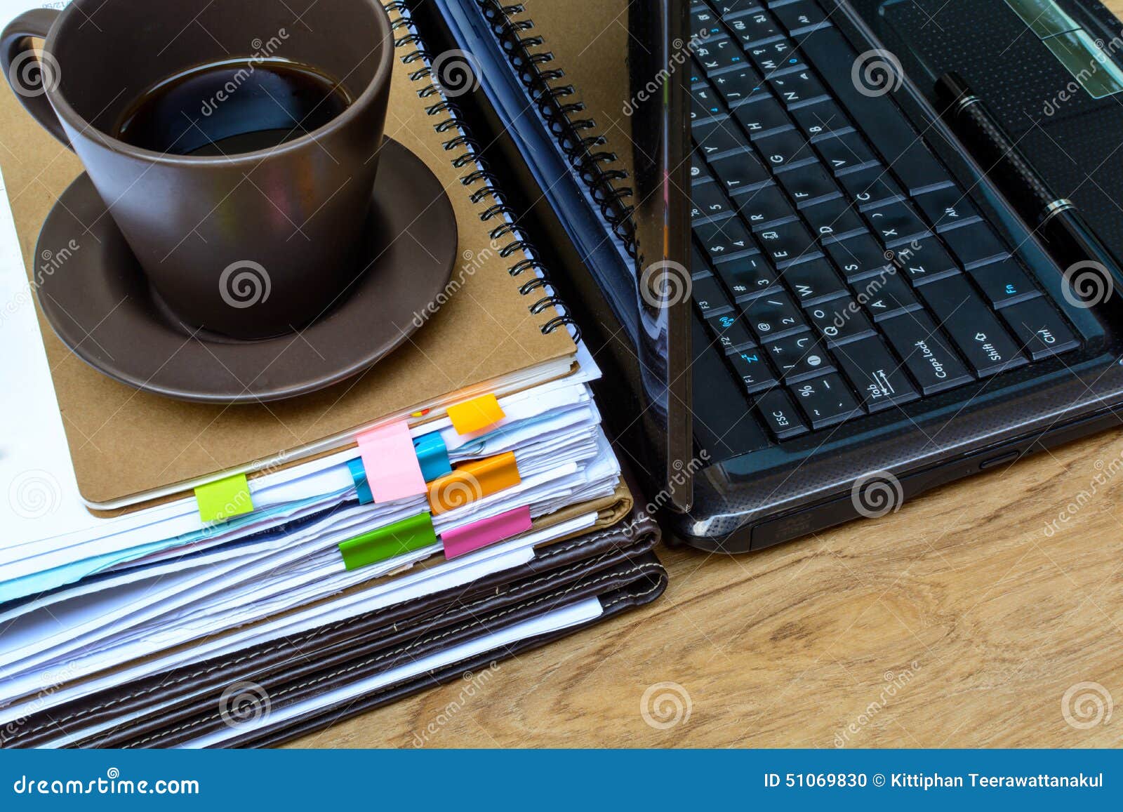 Stack Of Folders And Documents With Coffee Stock Photography ...