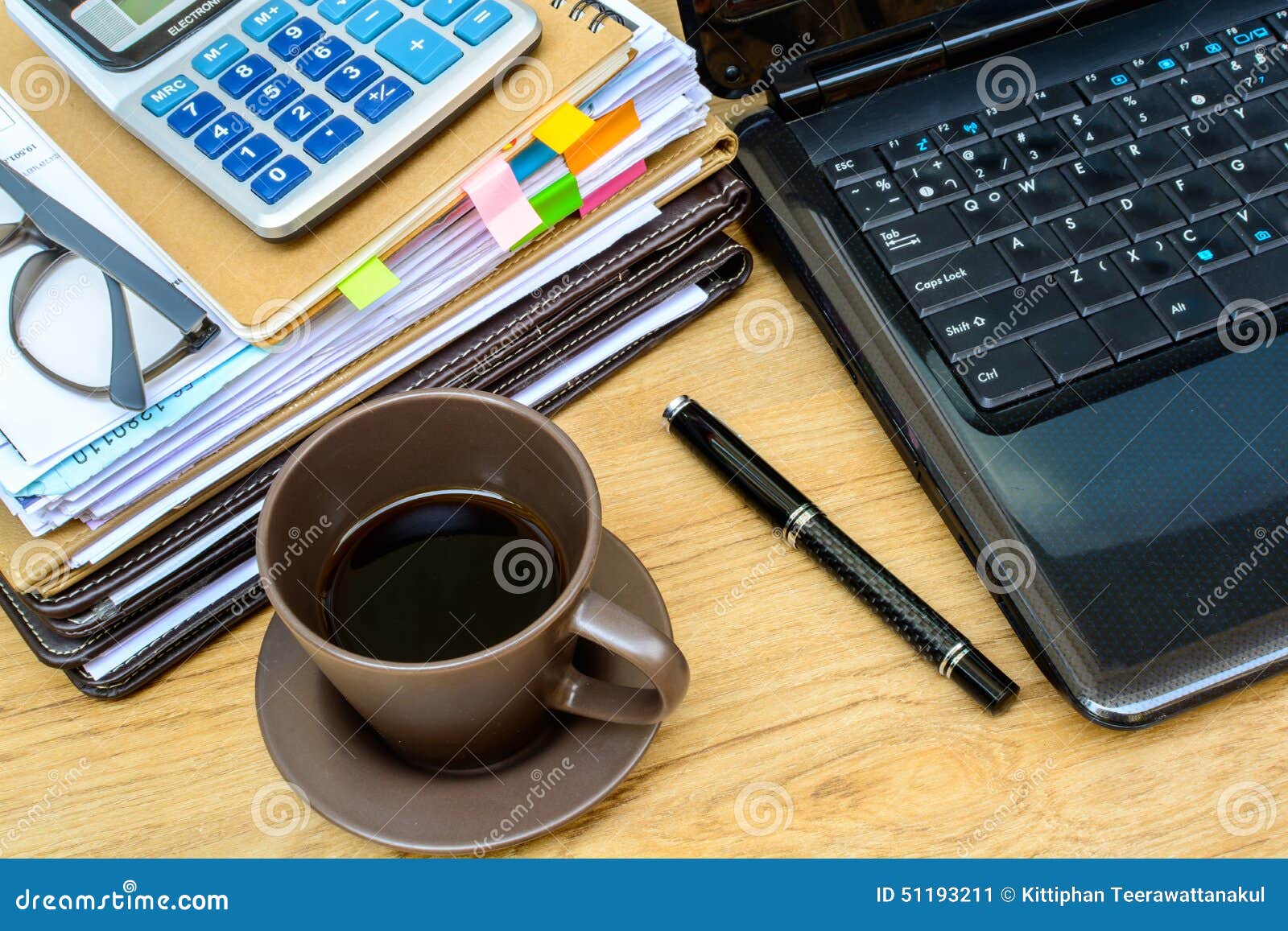 Stack of Folders and Documents with Coffee Stock Image - Image of ...