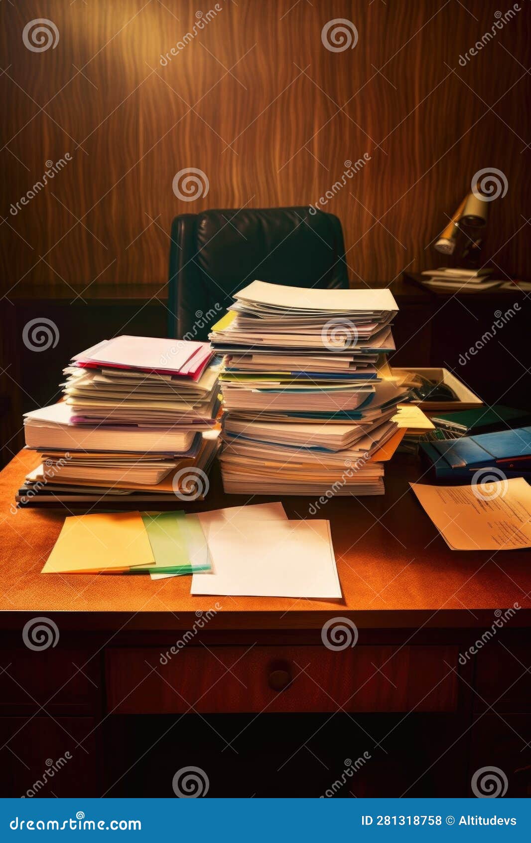 Stack of Folders and Documents on a Desk Stock Illustration ...