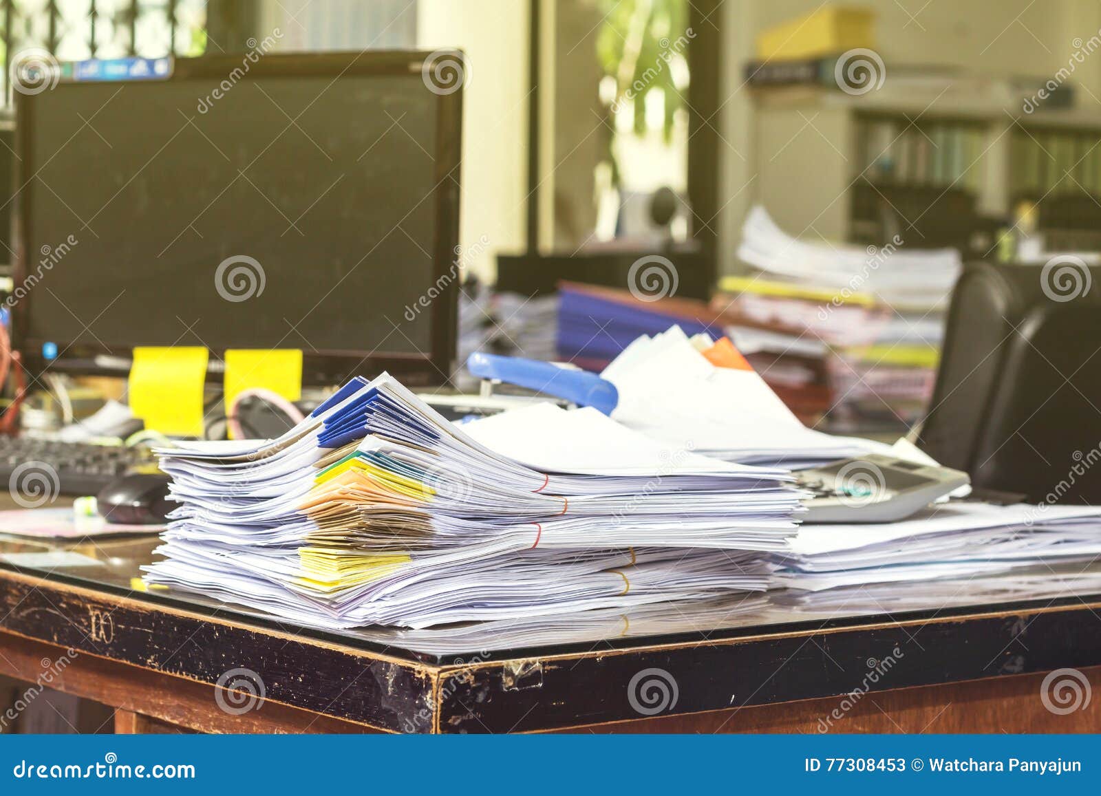 Stack of Folders and Documents Stock Image - Image of heap, documents ...