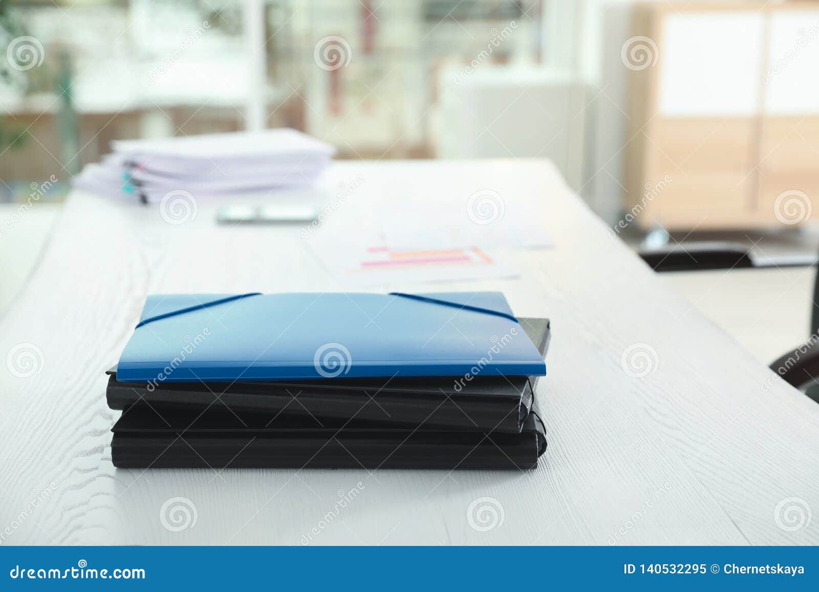 Stack of Folders with Documents on Office Table Stock Image - Image of ...