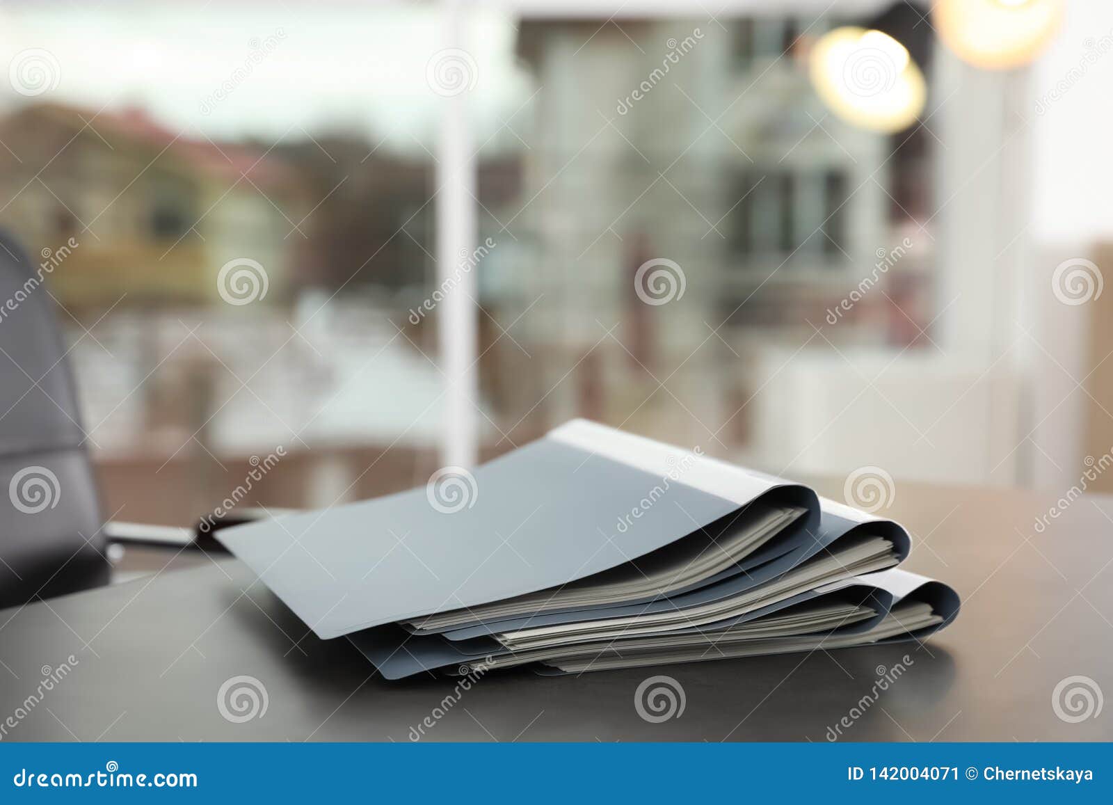 Stack of Folders with Documents on Office Table. Stock Image - Image of ...