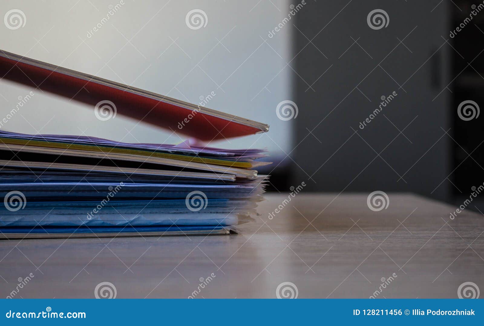 A Stack of Folders with Documents on the Table Stock Photo - Image of ...