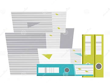 Stack of Folders and Documents Vector Cartoon. Stock Vector ...